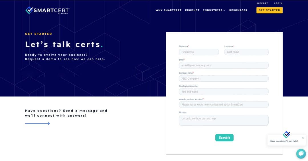 Book a Demo - SmartCert®