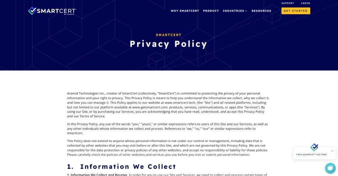 Privacy Policy - SmartCert®