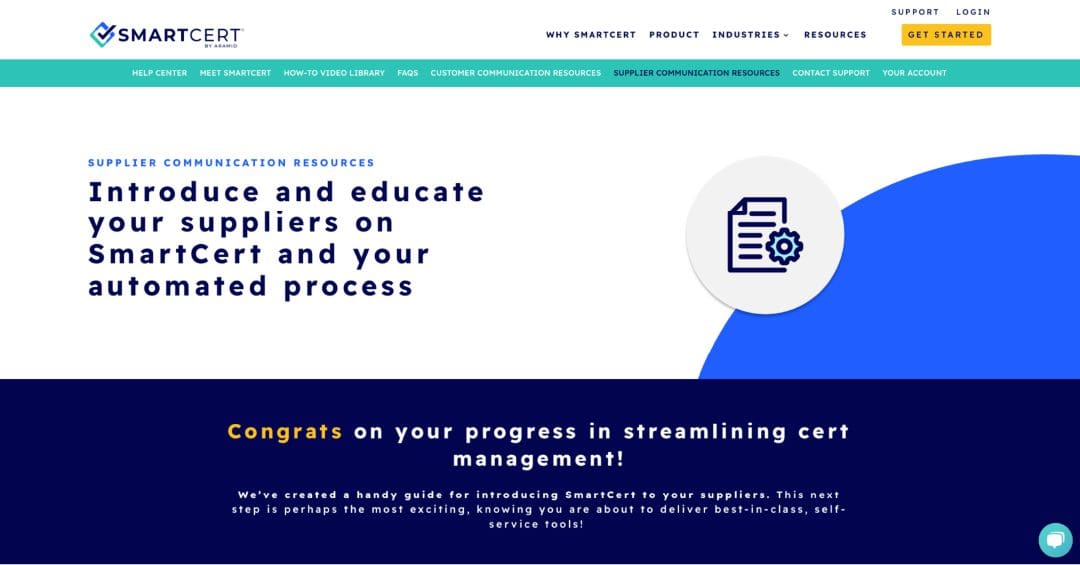 Supplier Communication Resources - SmartCert®